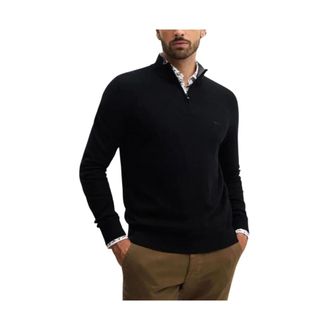 HUGO BOSS Emario Pullover mit halbem Rei&szlig;verschluss - - Knitwear - Herren - Schwarzk - 2XL