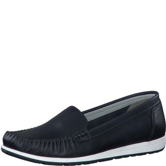 Marco Tozzi Damen Mokassins aus Leder Bequem, Blau (Navy), 41 EU