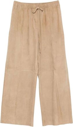 Alysi Femme, Pantalons, Beige, Taille: 38 FR Suede Wide Leg Pants