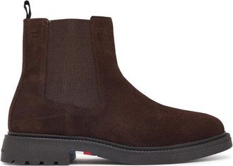 Tommy Hilfiger Klassische Stiefeletten Corporate Casual Suede Chelsea FM0FM05952 Braun