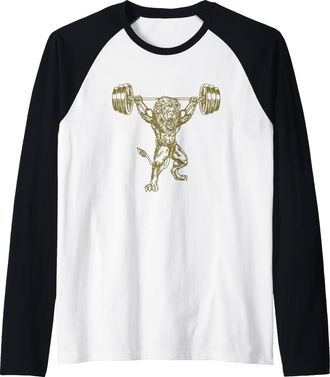 Seembo Lion Gewichtheberhanteln Fitness Tier Gym Workout Raglan