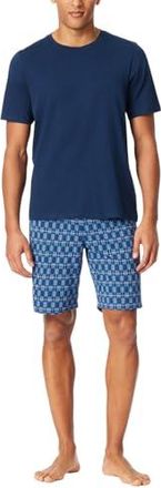 Schiesser Herren Schlafanzug Kurz Rundhals-Nightwear Set Ensemble de Pijama, Bleu fonc&eacute; 181157, 50 Hommes