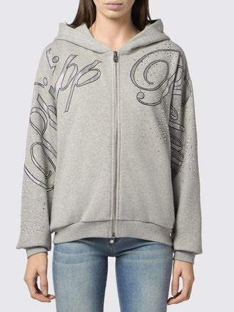 Philipp Plein Baumwoll-Kapuzenjacke mit Rei&szlig;verschluss und Strass-Hexagon-Logo