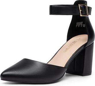 Dream Pairs Escarpins Femme Petit Talon Bout Pointu, Chaussures à Talon Confort Chic pour Mariage, Bureau ou Soirée - Talon 7,5 cm,Size 39,Noir-PU,SDPU2430W
