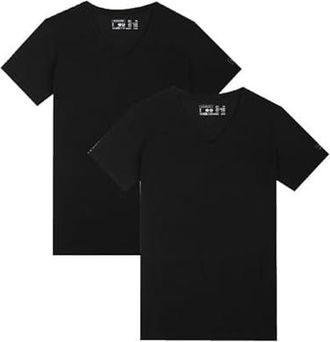 Mariner Lot de 2 Tee-Shirts col V Manches Courtes Noir en Coton Extensible 6009.2 - Couleur - Noir - Taille - 4/L