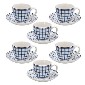 Tognana Lot de 6 Tasses &agrave; caf&eacute; avec soucoupe 80 ml Cottage, New Bone China, Beige