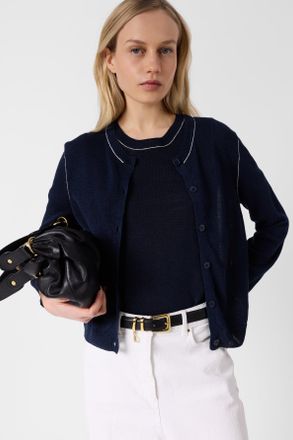 Gerard Darel Gilet en lin m&eacute;lang&eacute; - LORYS - Marine