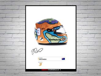 Generic Rennfahrer Daniel Ricciardo 2022 Helm signiert Poster A4