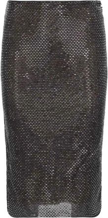 Self Portrait Femme, Jupes, Noir, Taille: 38 FR Rhinestone Midi Skirt