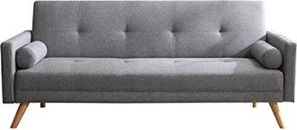 Concept Usine | Canap&eacute; Scandinave Convertible 3 Places en Tissu | Moderne avec Accoudoirs - Wooden Gris | Coussins DAppoint D&eacute;houssables| Dimensions 209X88X89 cm | 