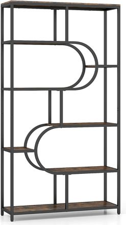 Giantex Geometrisches B&uuml;cherregal mit 8 Ebenen, Aufbewahrungsregal mit offenen F&auml;chern, Metallrahmen & Umkipp-Schutz-Sets, 95 x 30 x 175 cm, Standregal f&uuml;r Wo