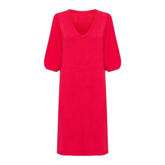 Cream Femme, Robes, Rouge, Taille: 40 FR Robe Courte en Tricot avec Manches Bouffantes