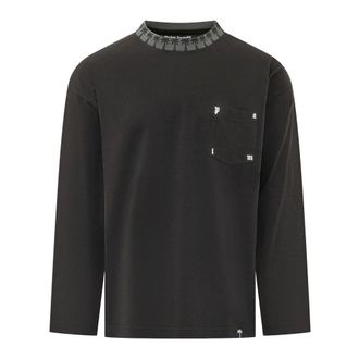 Palm Angels Homme, Tops, Noir, Taille: M Rib Reg Tee LS