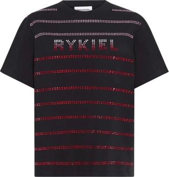 Sonia Rykiel T-shirt &agrave; strass - Femme - Tops - Noir - Taille: 42 FR