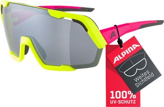Alpina ROCKET BOLD - Wasserabweisende und Beschlagfreie Sport- & Fahrradbrille Mit 100% UV-Schutz Für Erwachsene, neon-pink yellow matt, One Size