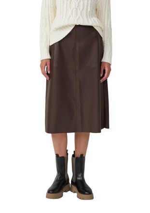 s.Oliver Midi-Rock aus Kunstleder in A-Linie