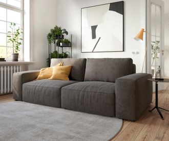 DELIFE Big-Sofa Lanzo 230x95 cm Mikrofaser Khakibraun, Big Sofas