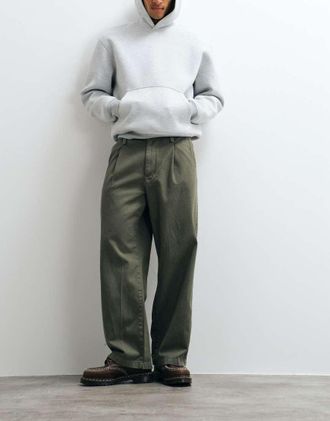 Tommy Jeans Theo - Pantalon chino baggy - Kaki d&eacute;lav&eacute;-Vert
