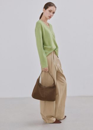 Mango Pull-over maille col en V vert - Femme - XXS - MANGO