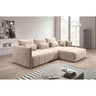 Furnix Sofa yalta Couch ausziehbar mit Bettkasten und Kissen Schlafsofa mh 02 - Furnix