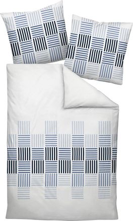 Janine Bettw&auml;sche Satin blau-wei&szlig; Gr&ouml;&szlig;e 155x220 cm (80x80 cm)