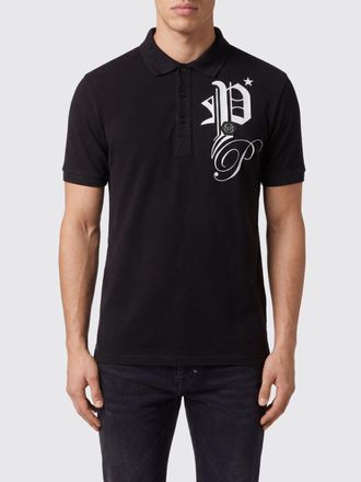 Philipp Plein Polo en coton avec logo monogramme et patte &agrave; trois boutons