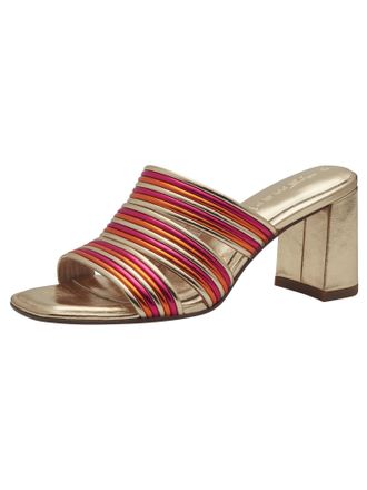 Tamaris Damen Mules Pantoletten mit Absatz Vegan Blockabsatz; GOLD COMBINED/metallic; 36