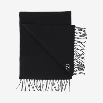 Valentino Garavani Mens Scarf Virgin Wool Black Scarfs