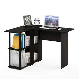 Furinno Abbott Bureau en Forme de L avec Biblioth&egrave;que, Expresso/Noir
