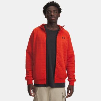 Under Armour Unstoppable Fleece Textured Oberteil mit durchgehendem Zip für Herren Surplus Orange / Schwarz XXL