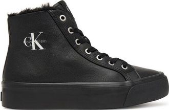 Calvin Klein Sneakers Vulc Flatf Mid Laceup Lth Fur HW0HW03234 Schwarz