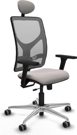 Piqueras y Crespo 24-Stunden-B&uuml;rostuhl mit 3D-Armen, h&ouml;henverstellbarer Lendenwirbelst&uuml;tze und festem Kopfteil, ausgestattet mit Syncro/Traslack und Schneideschaum, Gra