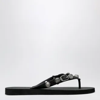 Balenciaga Cagole schwarze Gummi-Flip-Flop-Slides