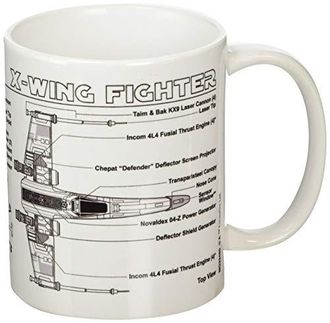 Star Wars X-Wing Fighter Sketch Unisex Tasse Standard Keramik 0,3 l Fan-Merch, Filme, 1 St&uuml;ck (1er Pack)
