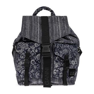 Ganni Floral Motif Rucksack - - Bags - Damen - Blau - ONE SIZE
