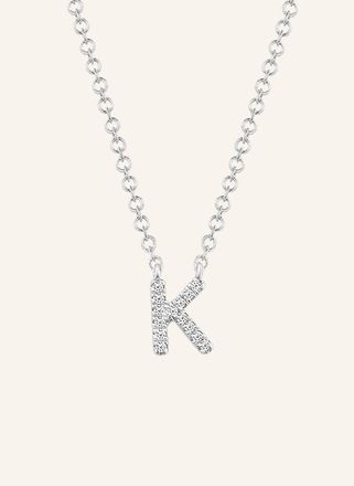 Leaf Initialien Halskette K Aus 14 Karat Wei&szlig;gold Mit Diamanten silber