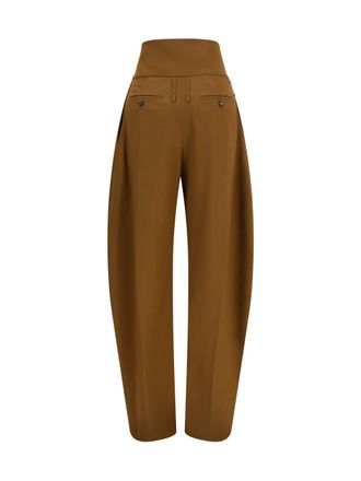 Ferragamo Womens Wide Balloon-Fit Zip Pants Breen Trousers
