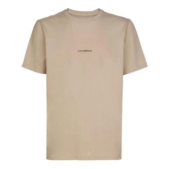 C.P. Company C.p. Company, Homme, Tops, Beige, Taille: XL T-shirt 30/1 Jersey Impression Inversée