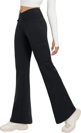 Baleaf Pantalon imperm&eacute;able doubl&eacute; en polaire pour femme avec poches zipp&eacute;es - Legging thermique &eacute;vas&eacute; pour femme - Pour la marche et la randonn&eacute;e, Noir-31, 