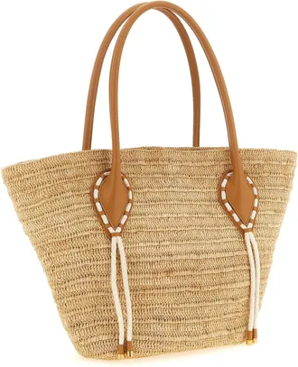 Christian Louboutin Hand-Woven Raffia Tote Bag - Beige