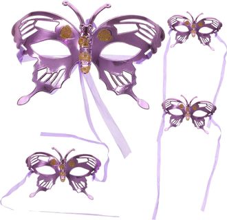 Holibanna 4 Stück Schmetterlings-Halbgesichtsmaske für Damen Verstellbar Violett Butterfly-Design für Hawaii Party Maskenball Karneval Halloween und Kostümfeste