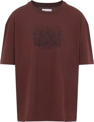 Maison Margiela Homme, Tops, Rouge, Taille: L T-shirt Num&eacute;rique en Coton