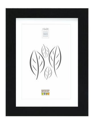 Deknudt Frames Bilderrahmen mit Passepartout - Schwarz - S66KF2 P1 15x20cm für Bild 10x15cm - Bilderrahmen Holz MDF - Bilder aufhängen oder ausstellen