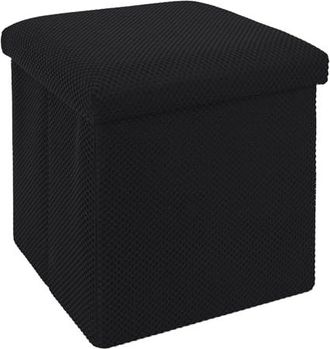 The Home Deco Factory HD0506, Schwarz, Faltbare Ottomane-Truhe, Elegantes Design, multifunktionale Aufbewahrungssitze, optimaler Komfort, einfache Wartung, ideal für kleine