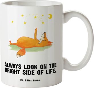 Mr. & Mrs. Panda XL Tasse Fuchs Sterne - Geschenk, Positiv, Jumbo, Optimistisch, Always Look On The Bright Side Of Life, Romantik, Füchse, Riesenkaffeetasse, Große Ker