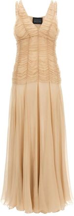 Giovanni Bedin Femme, Robes, Beige, Taille: 38 FR Longue Robe en Mousseline de Soie
