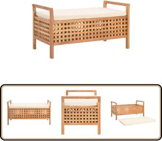 vidaXL Vidaxl - Banc de rangement 93x49x49 cm Bois de noyer massif - Banc Coffre - Banc Rangement - Banc Entrée - Meuble Rangement - Mobilier Salon