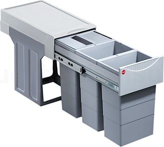 Hailo Abfallsammler 3666841 | Einbau-M&uuml;lleimer f&uuml;r 60er Schrank | 3x 10 Liter Abfalltrennung | M&uuml;lltrennsystem Terzett Swing TZ | Abfalltrennung in der Einb