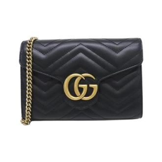 Gucci Sac bandouli&egrave;re en cuir GG Marmont Pre-owned - Femme - Pre-owned - Noir - Taille: ONE Size