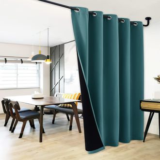 Nicetown 100% Verdunkelungsvorhang f&uuml;r Terrassenschiebet&uuml;ren, breit gef&uuml;ttert, h&auml;lt warm, Glasschiebet&uuml;r-Panel f&uuml;r Nachtschicht (Sea Teal, 1 Panel, 177,8 cm br